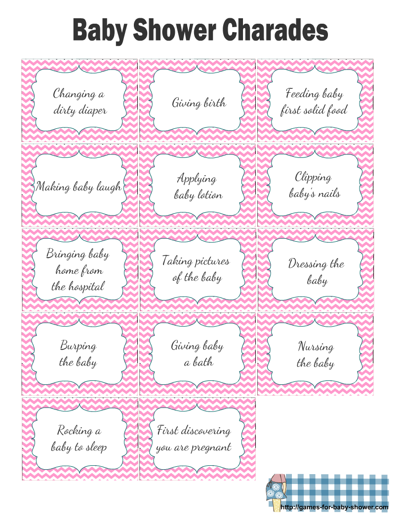 Free Printable Baby Shower Charades Game Cards